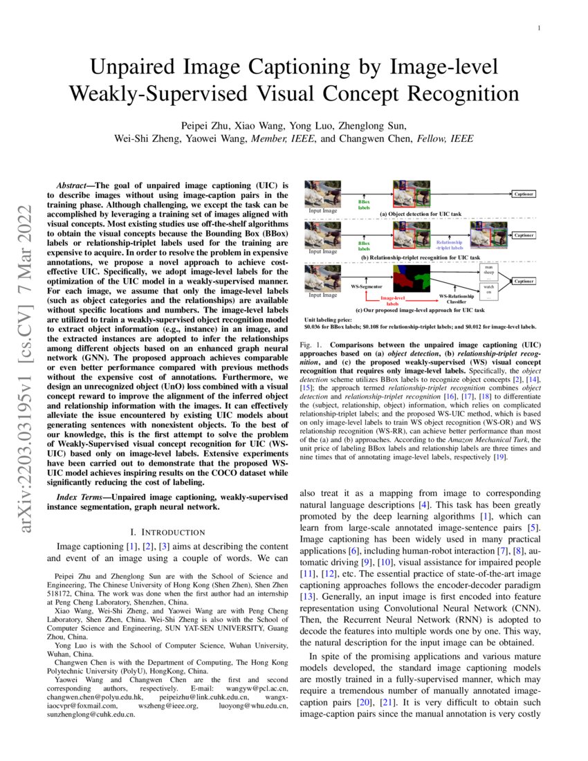 Unpaired Image Captioning By Image Level Weakly Supervised Visual Concept Recognition Deepai