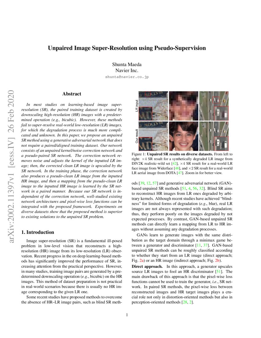 Unpaired Image Super-Resolution using Pseudo-Supervision | DeepAI