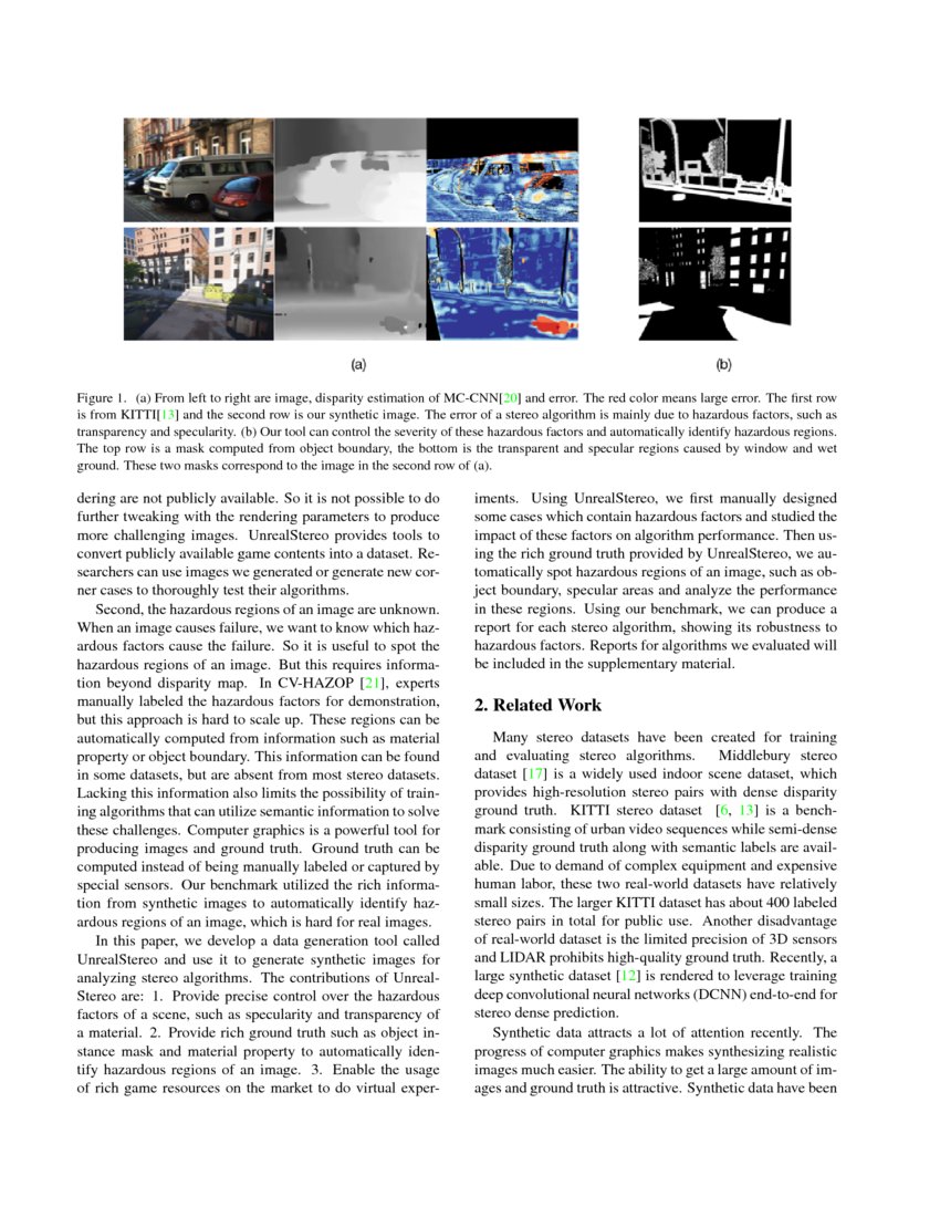 UnrealStereo: A Synthetic Dataset for Analyzing Stereo Vision | DeepAI