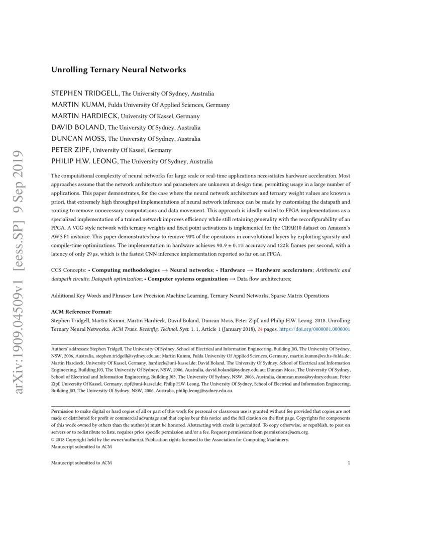 Unrolling Ternary Neural Networks Deepai