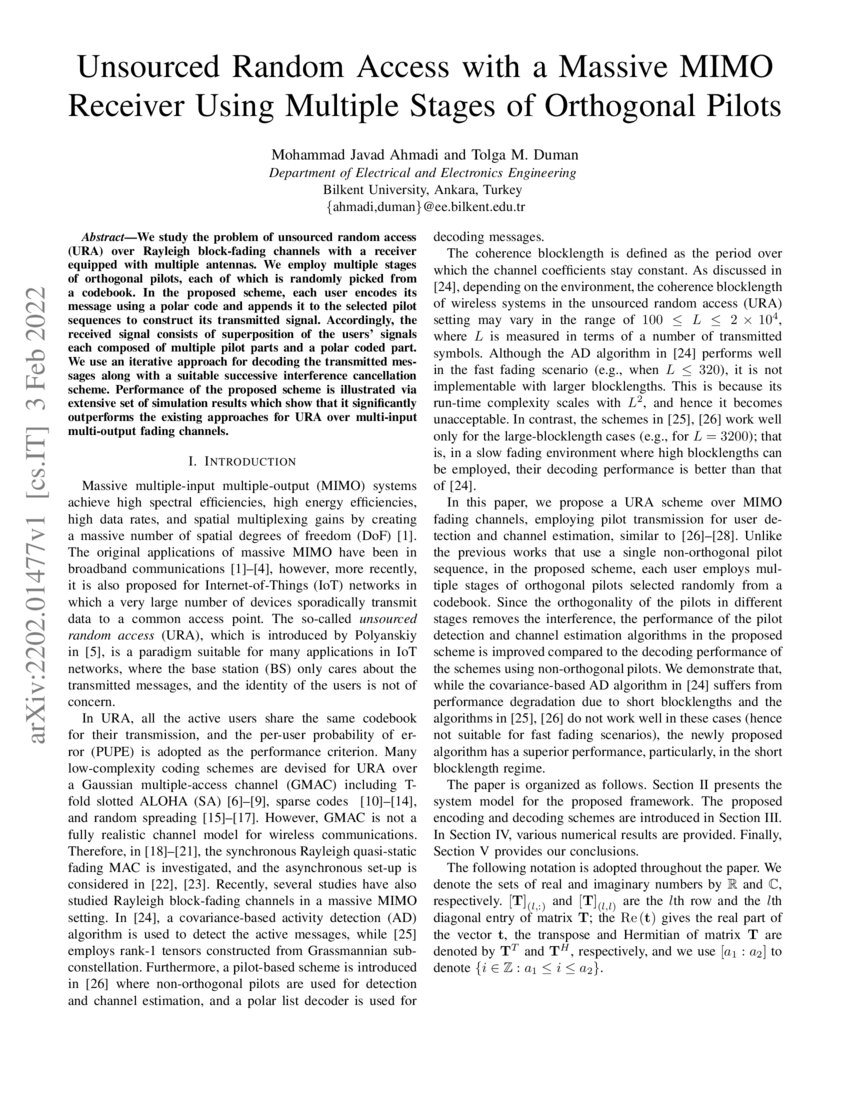 Unsourced Random Access with a Massive MIMO Receiver Using Multiple Stages of Orthogonal Pilots ...