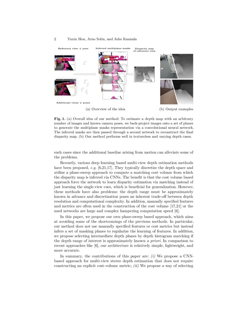 Unstructured Multi View Depth Estimation Using Mask Based Multiplane Representation Deepai 
