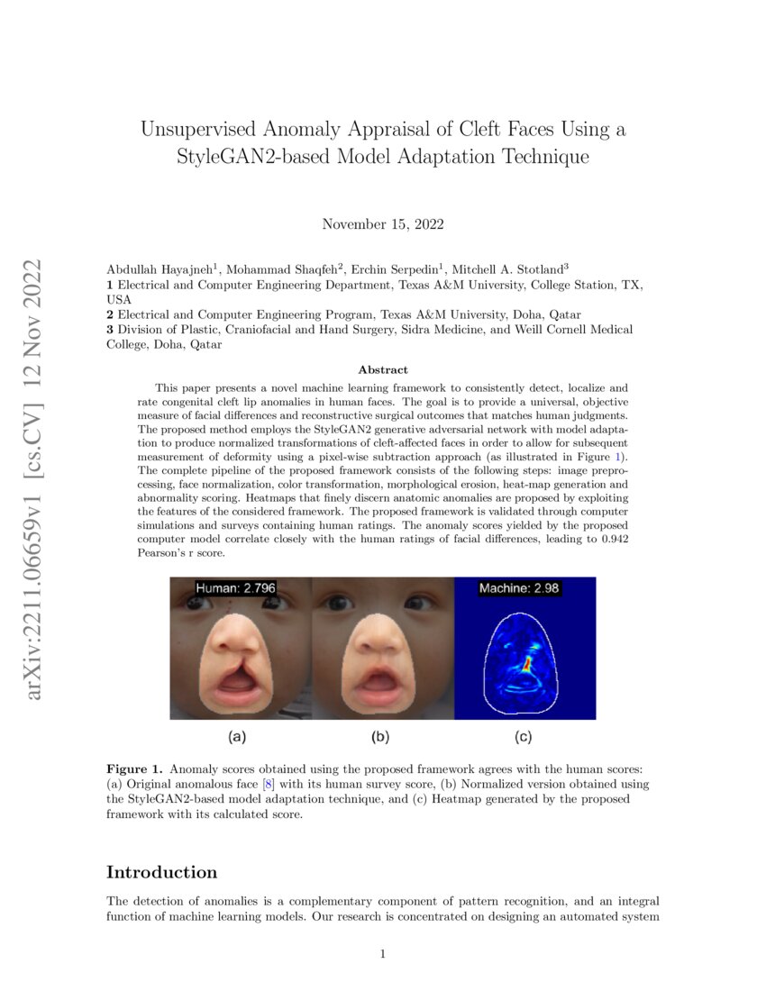 Unsupervised Anomaly Appraisal of Cleft Faces Using a StyleGAN2-based Model Adaptation Technique ...