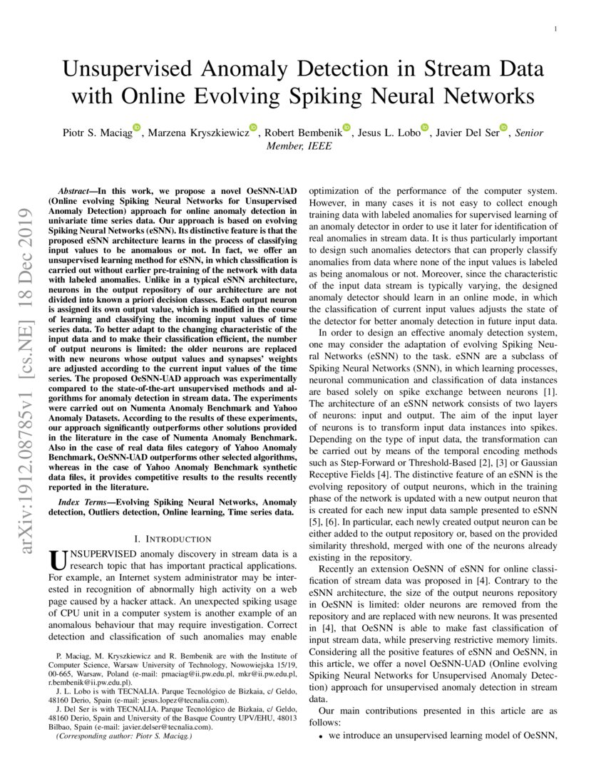Unsupervised Anomaly Detection in Stream Data with Online Evolving ...