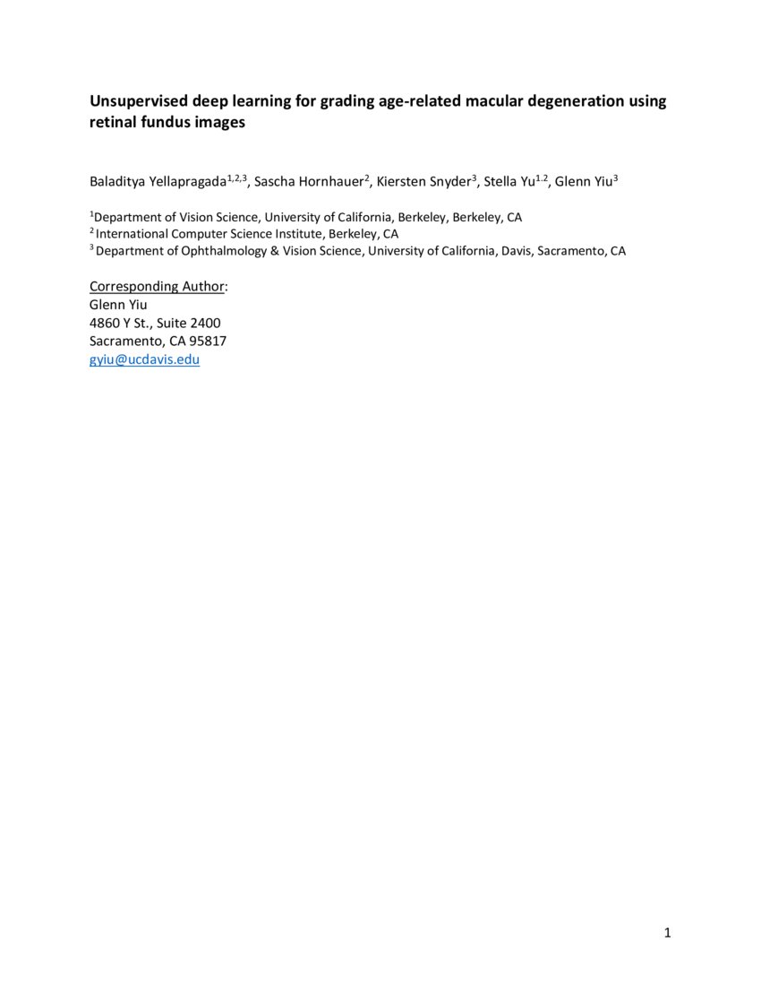 Unsupervised Deep Learning For Grading Of Age Related Macular Degeneration Using Retinal Fundus