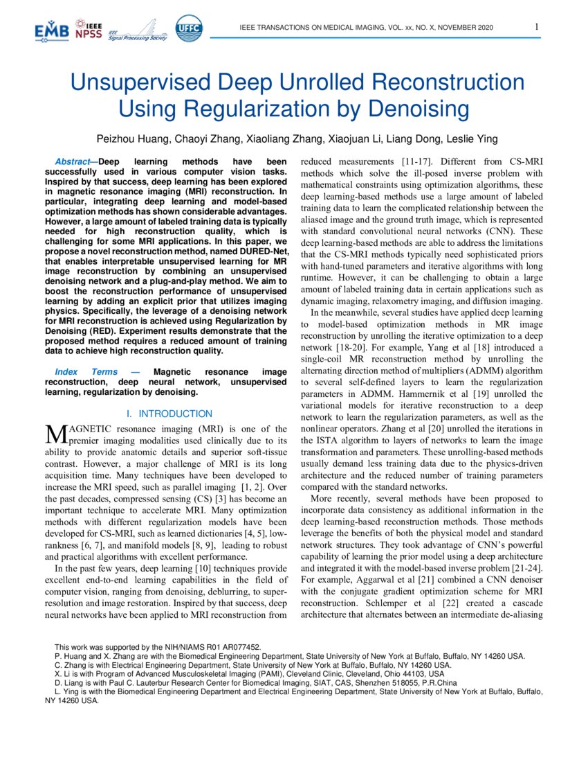 Unsupervised Deep Unrolled Reconstruction Using Regularization By Denoising Deepai