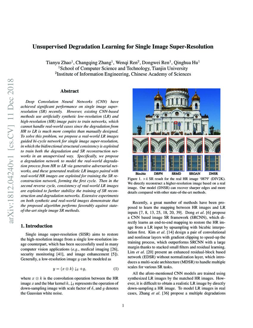 Unsupervised Degradation Learning for Single Image Super-Resolution ...