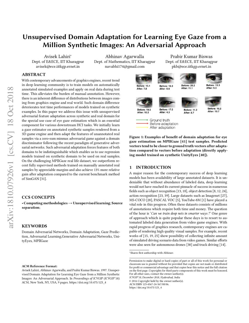 Unsupervised Domain Adaptation for Learning Eye Gaze from a Million ...