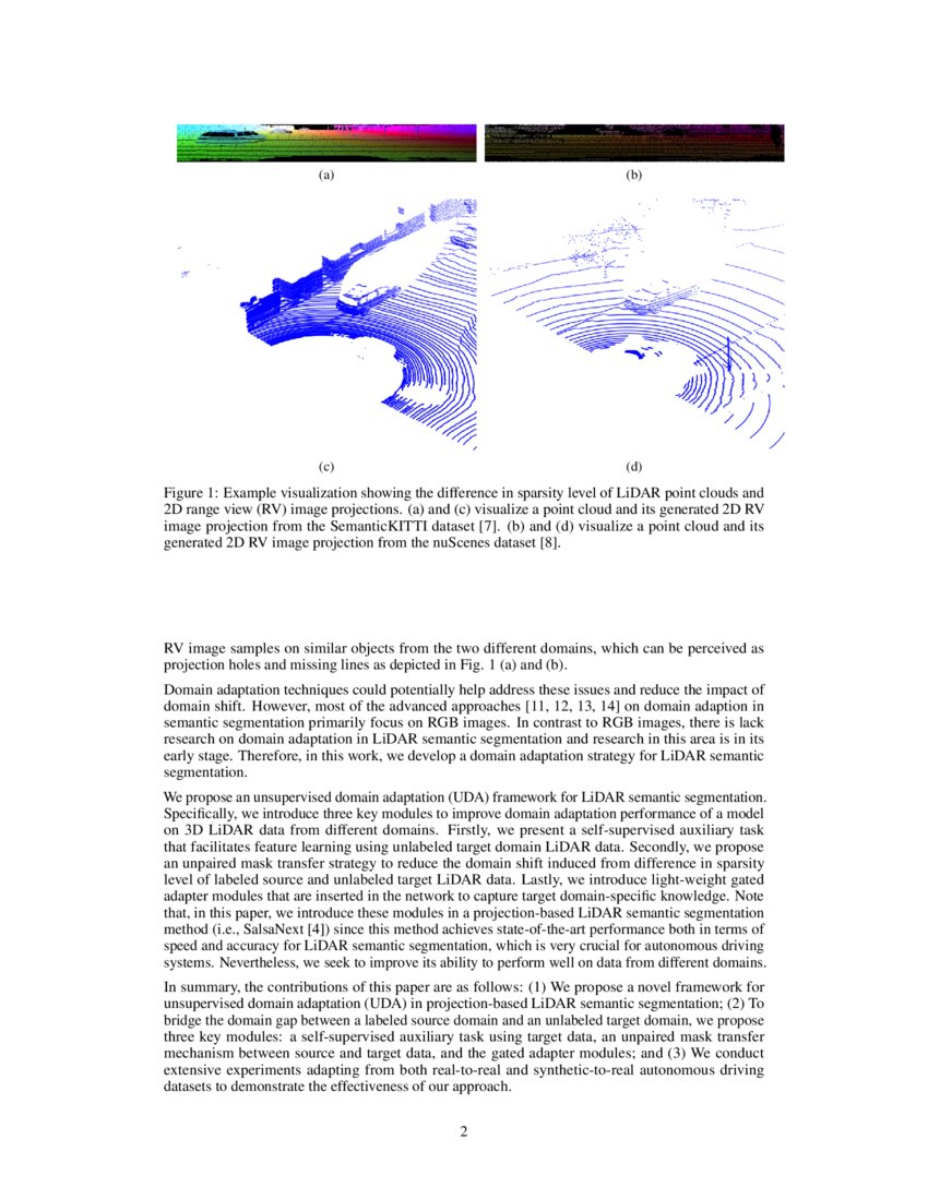Unsupervised Domain Adaptation in LiDAR Semantic Segmentation with Self ... Unsupervised Domain Adaptation in LiDAR Semantic Segmentation with Self ...