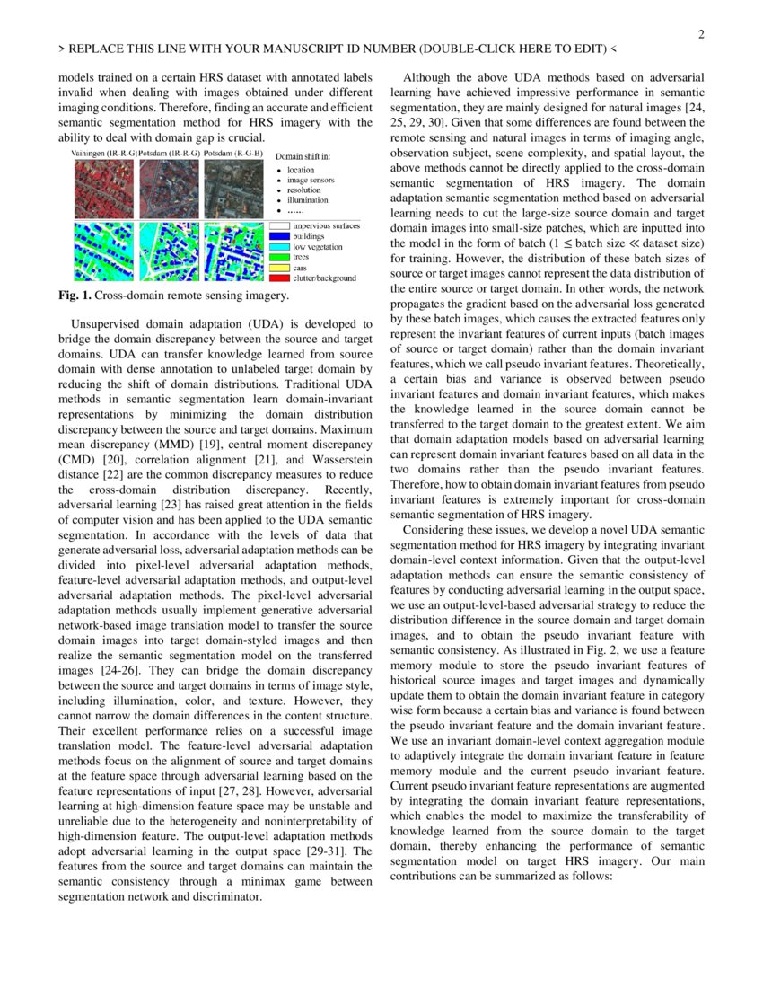 Unsupervised domain adaptation semantic segmentation of high-resolution ... Unsupervised domain adaptation semantic segmentation of high-resolution ...