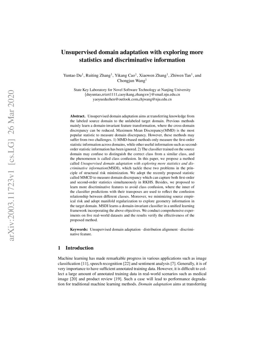 Unsupervised Domain Adaptation With Exploring More Statistics And