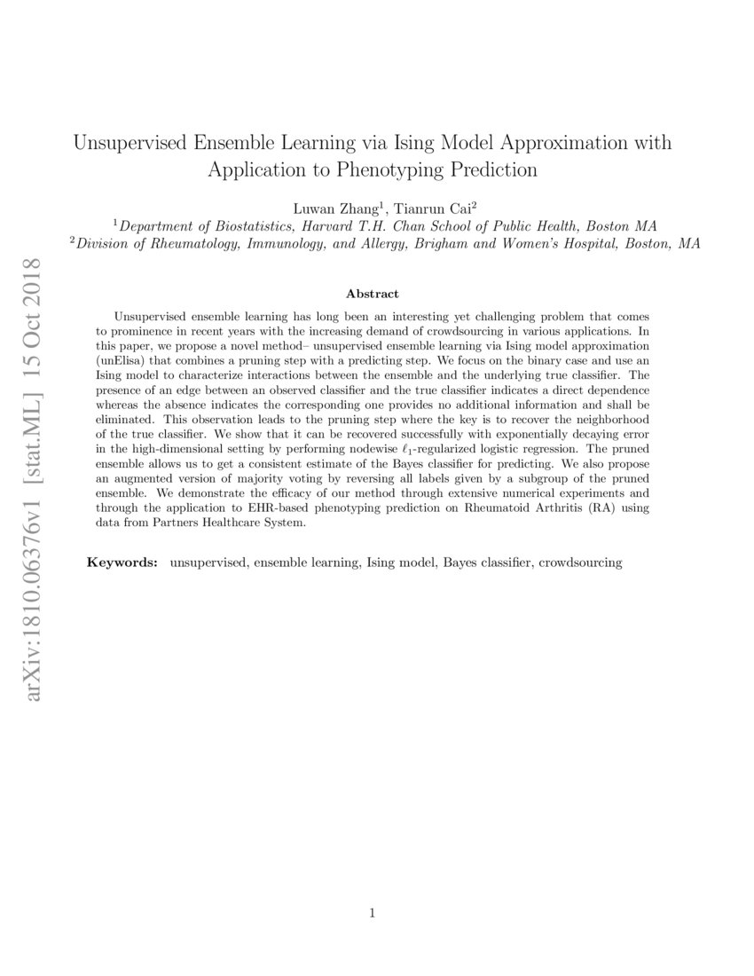 Unsupervised Ensemble Learning via Ising Model Approximation with Application to Phenotyping ...