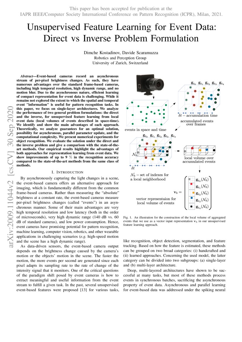 Unsupervised Feature Learning For Event Data Direct Vs Inverse Problem Formulation Deepai 