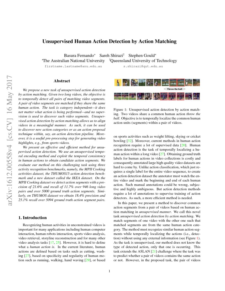 Unsupervised Human Action Detection By Action Matching Deepai