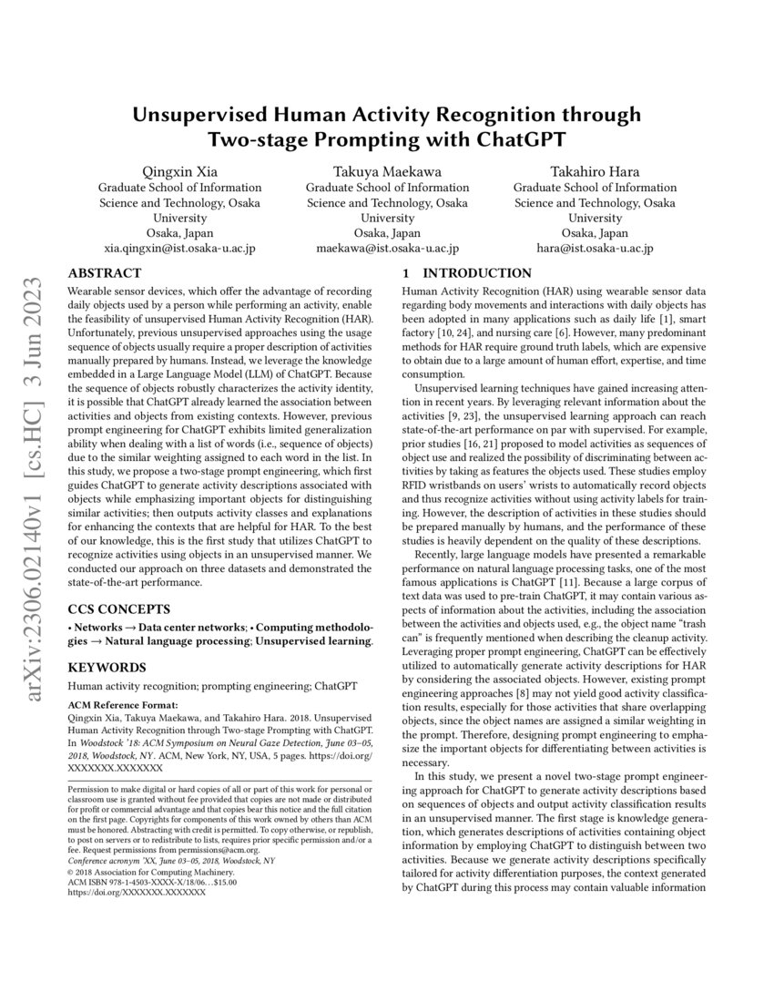 Unsupervised Human Activity Recognition through Two-stage Prompting ... Unsupervised Human Activity Recognition through Two-stage Prompting ...