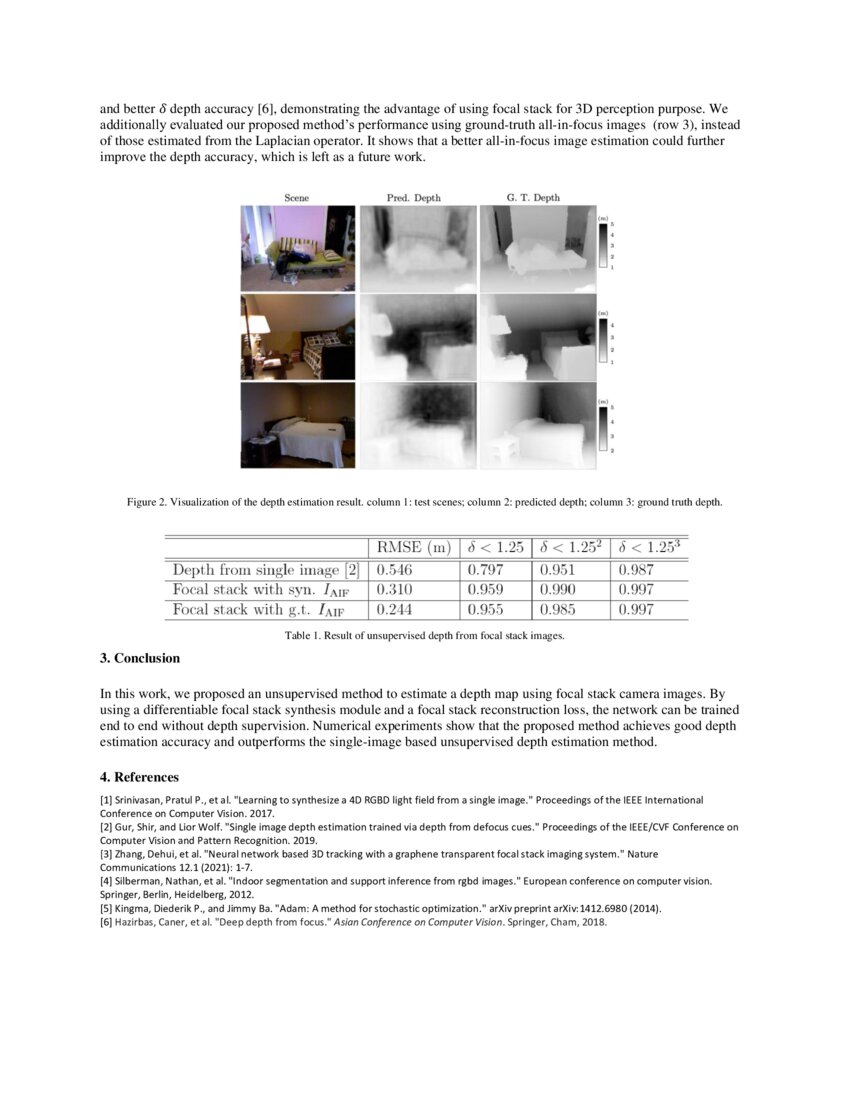 Unsupervised Learning Based Focal Stack Camera Depth Estimation Deepai