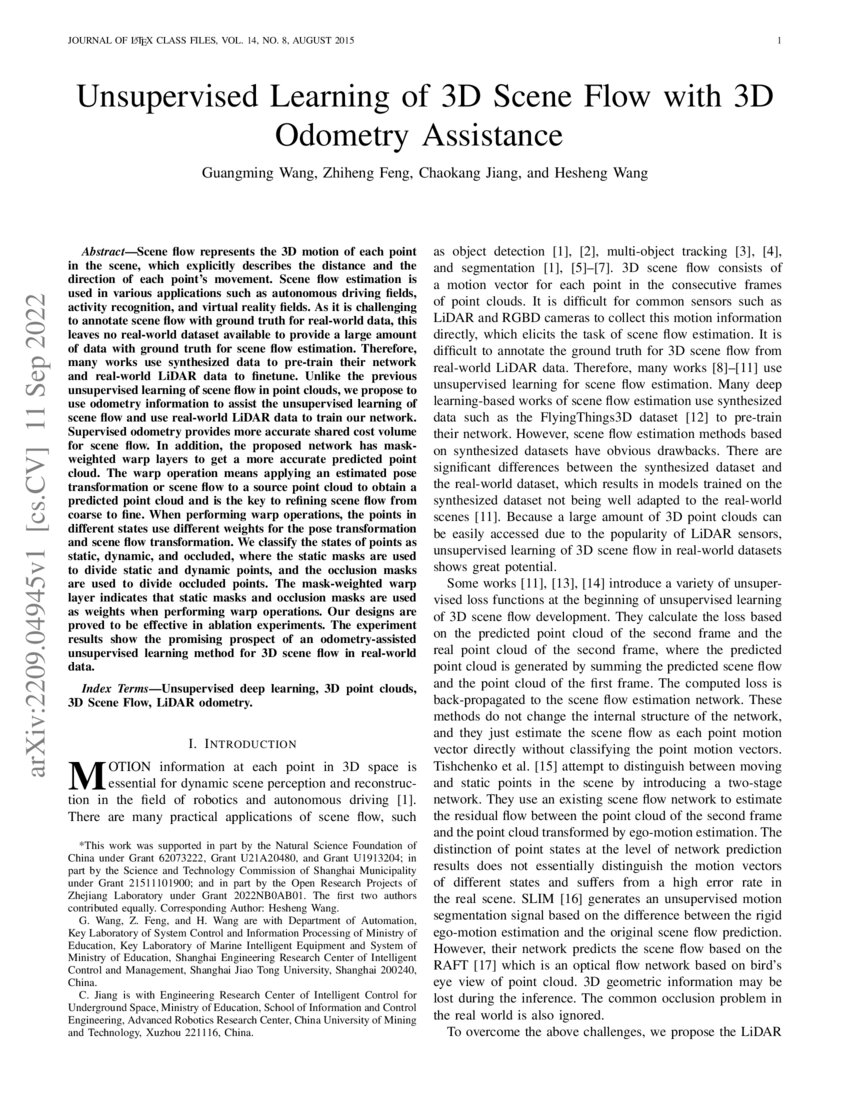 Unsupervised Learning of 3D Scene Flow with 3D Odometry Assistance | DeepAI
