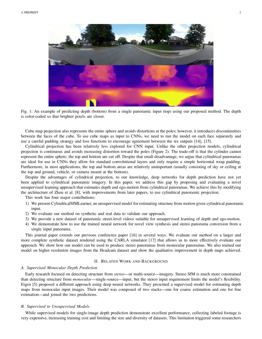 Unsupervised Learning Of Depth And Ego Motion From Cylindrical Panoramic Video With Applications