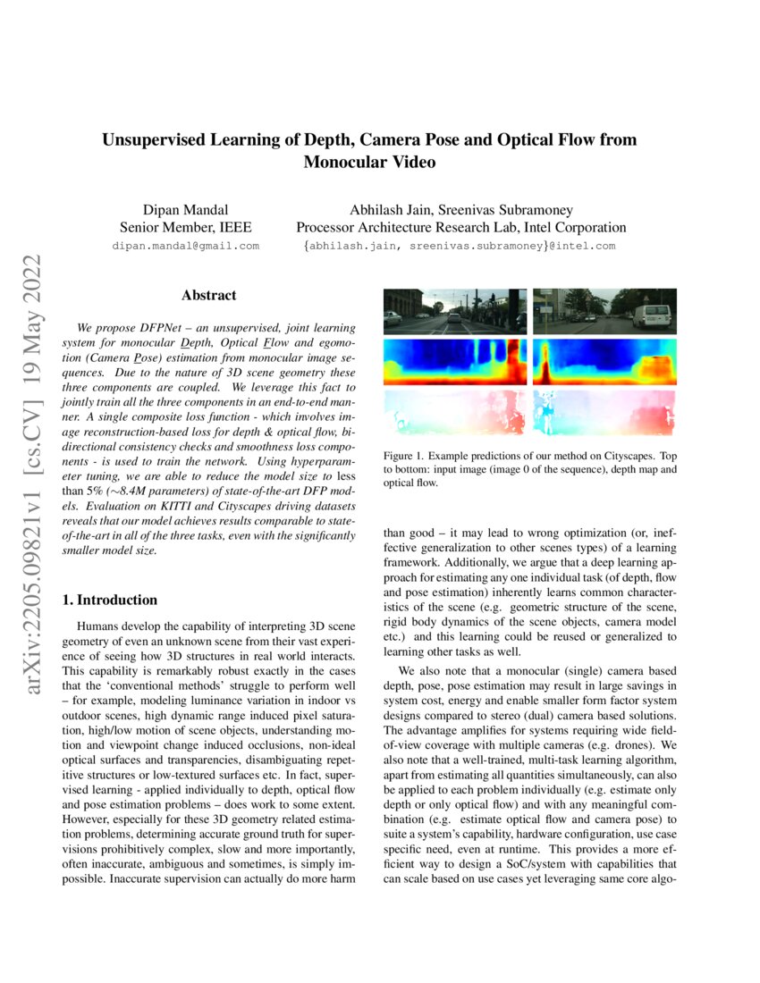 Unsupervised Learning of Depth, Camera Pose and Optical Flow from ...