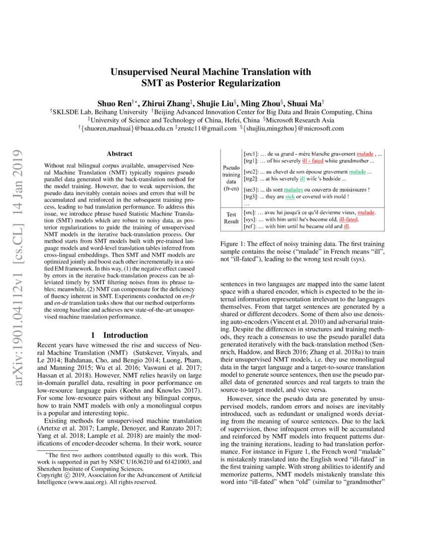 Unsupervised Neural Machine Translation With Smt As Posterior