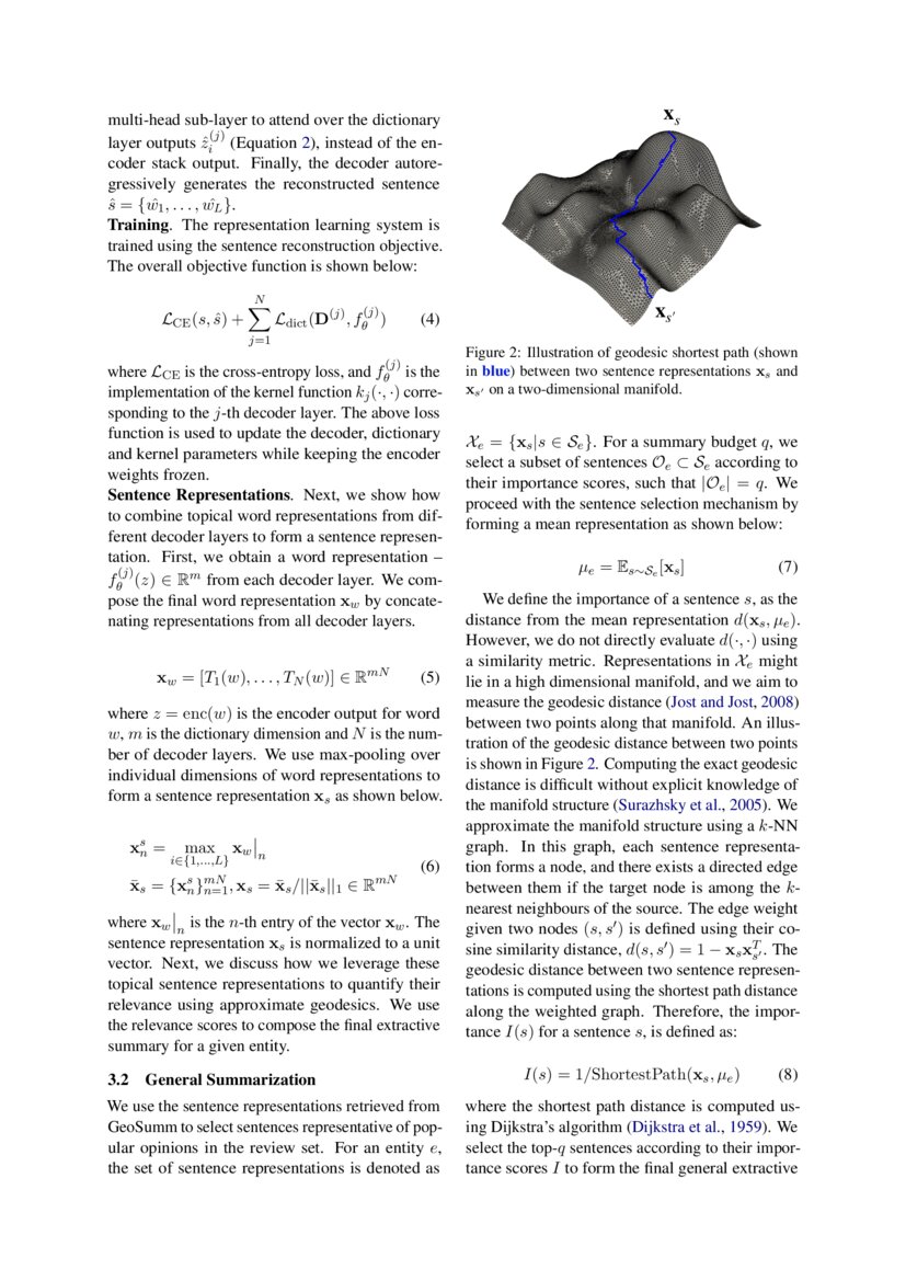 Unsupervised Opinion Summarization Using Approximate Geodesics Deepai