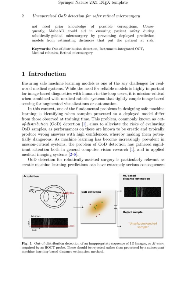 Unsupervised Out Of Distribution Detection For Safer Robotically Guided