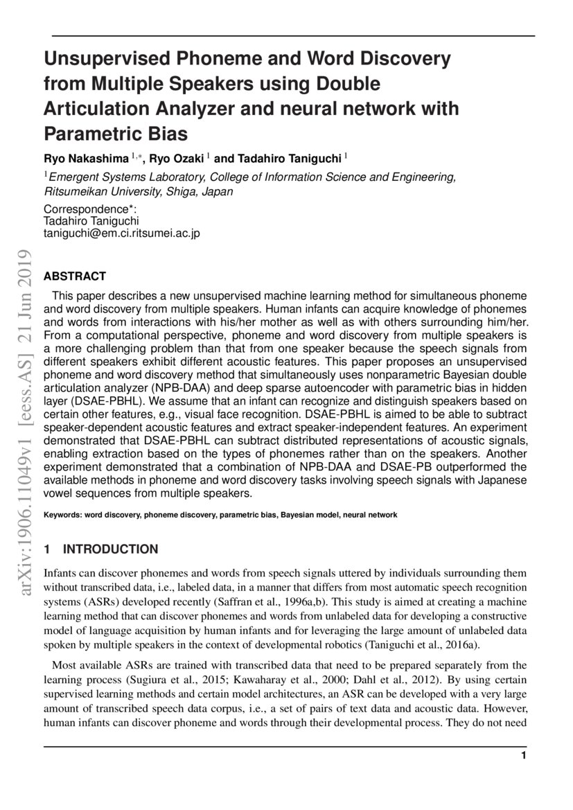 Unsupervised Phoneme and Word Discovery from Multiple Speakers using ...