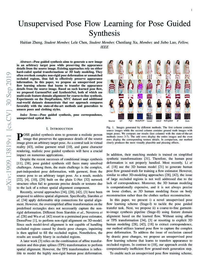Unsupervised Pose Flow Learning For Pose Guided Synthesis Deepai