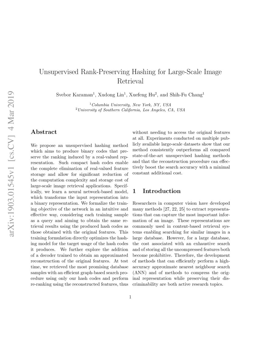 Unsupervised Rank Preserving Hashing For Large Scale Image Retrieval Deepai 5342