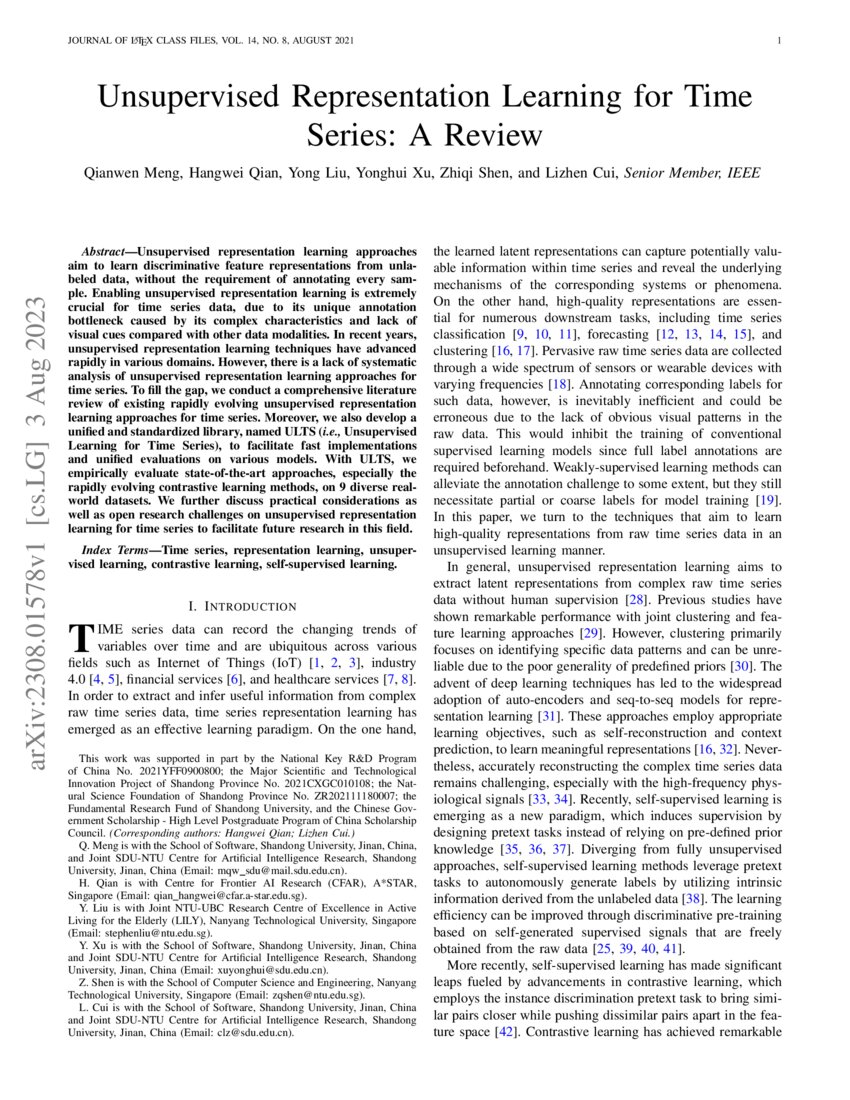 Unsupervised Representation Learning for Time Series: A Review | DeepAI Unsupervised Representation Learning for Time Series: A Review | DeepAI