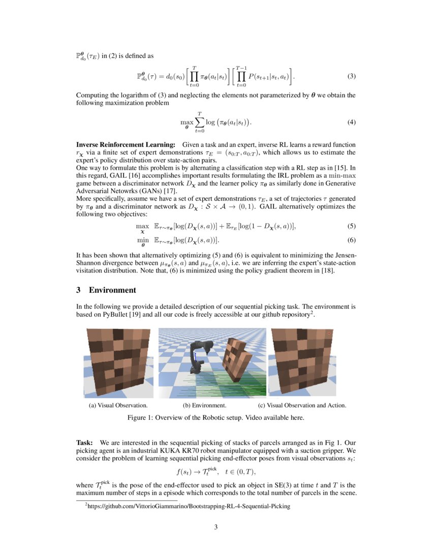 Unsupervised Reward Shaping For A Robotic Sequential Picking Task From