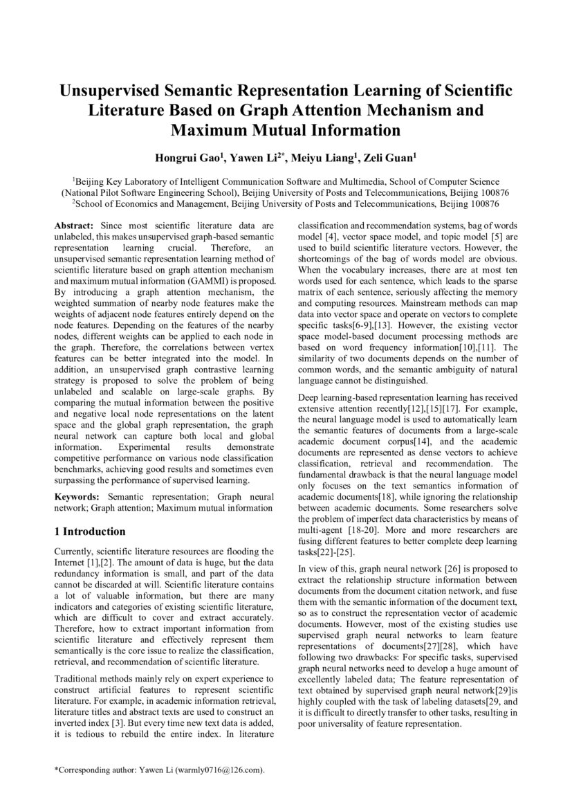 Unsupervised Semantic Representation Learning Of Scientific Literature