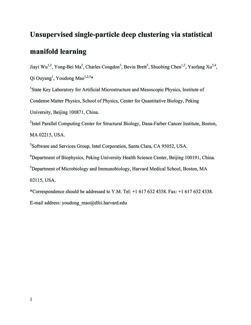 Unsupervised single-particle deep clustering via statistical manifold ... Unsupervised single-particle deep clustering via statistical manifold ...
