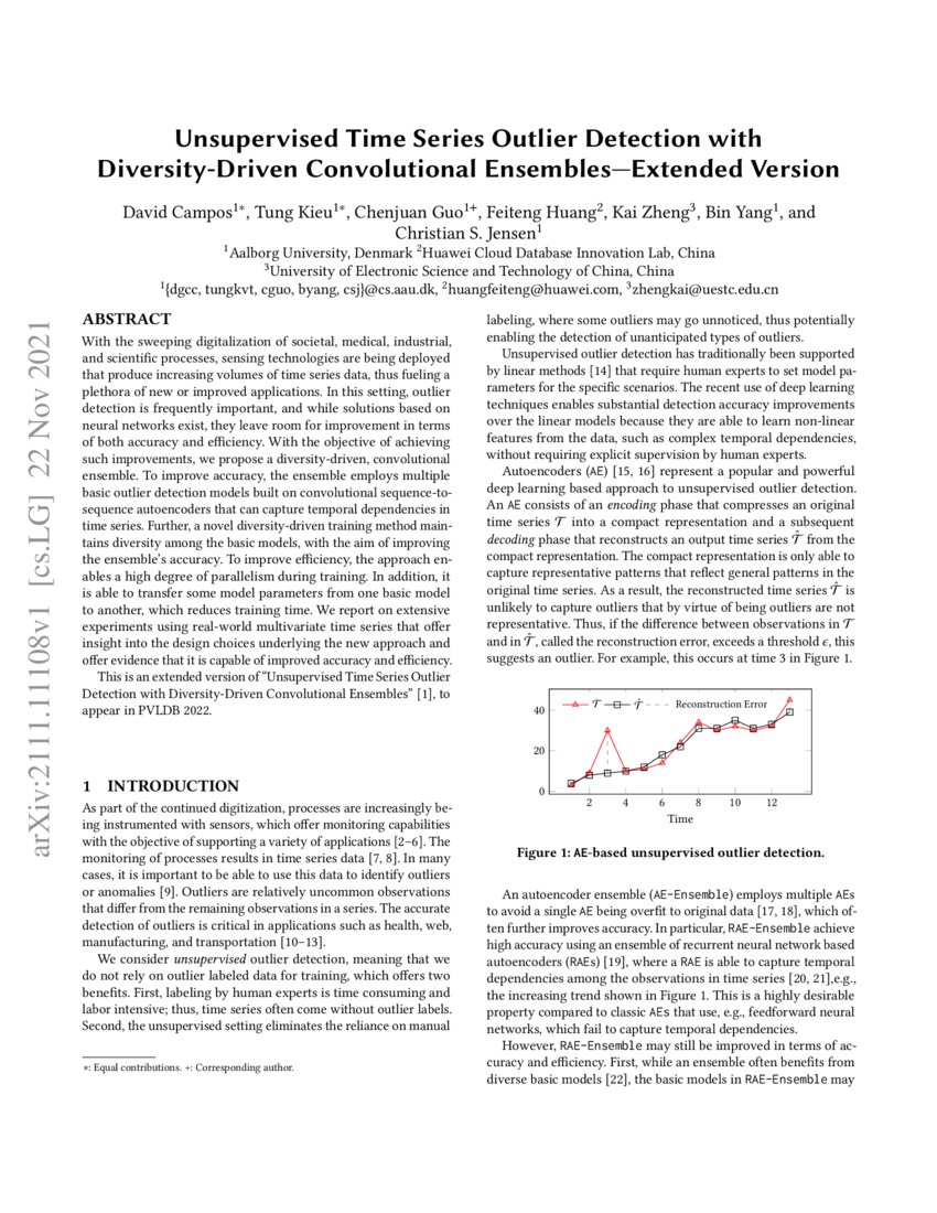 Unsupervised Time Series Outlier Detection With Diversity Driven