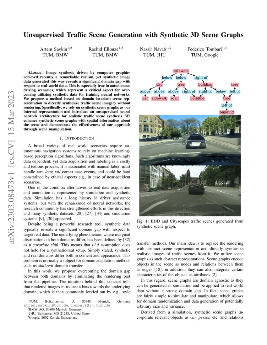 Unsupervised Traffic Scene Generation with Synthetic 3D Scene Graphs ... Unsupervised Traffic Scene Generation with Synthetic 3D Scene Graphs ...