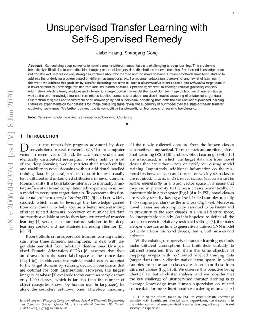 Unsupervised Transfer Learning with Self-Supervised Remedy | DeepAI