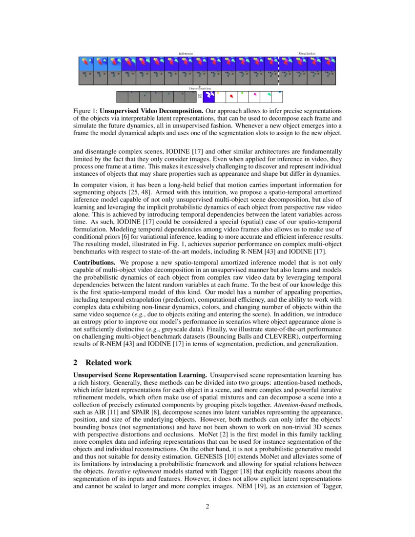 Unsupervised Video Decomposition using Spatio-temporal Iterative Inference | DeepAI