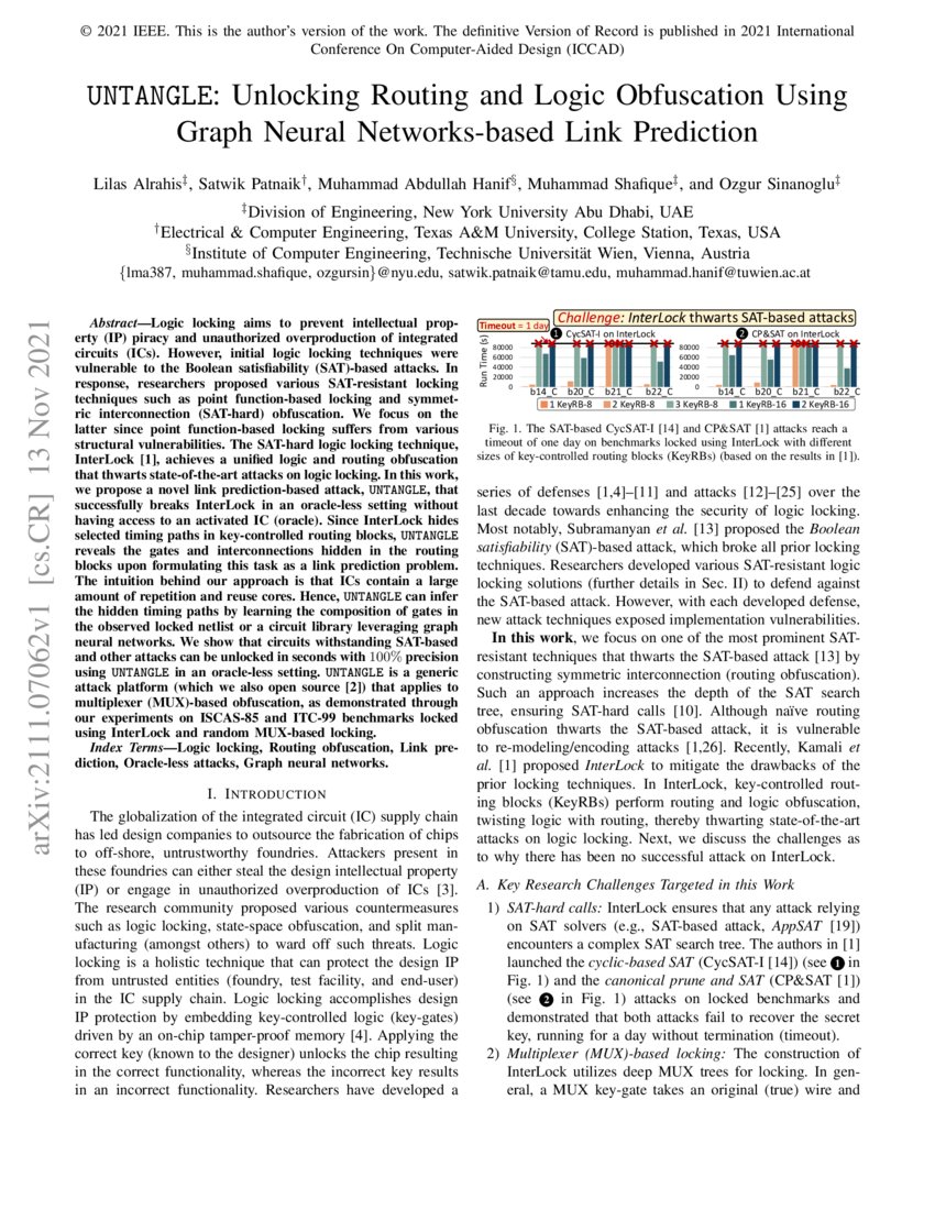 UNTANGLE: Unlocking Routing and Logic Obfuscation Using Graph Neural ...