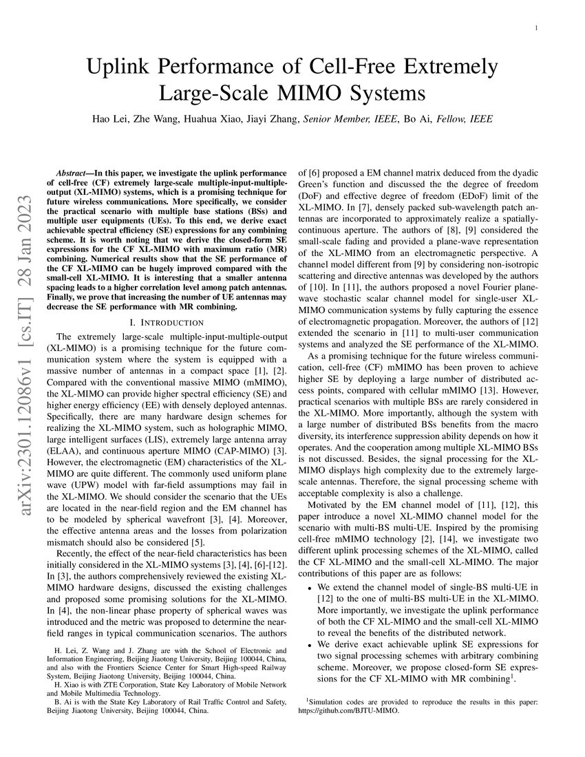 Uplink Performance Of Cell Free Extremely Large Scale Mimo Systems Deepai