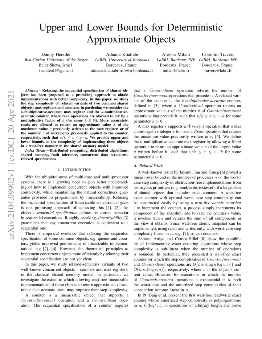 Upper And Lower Bounds For Deterministic Approximate Objects Deepai
