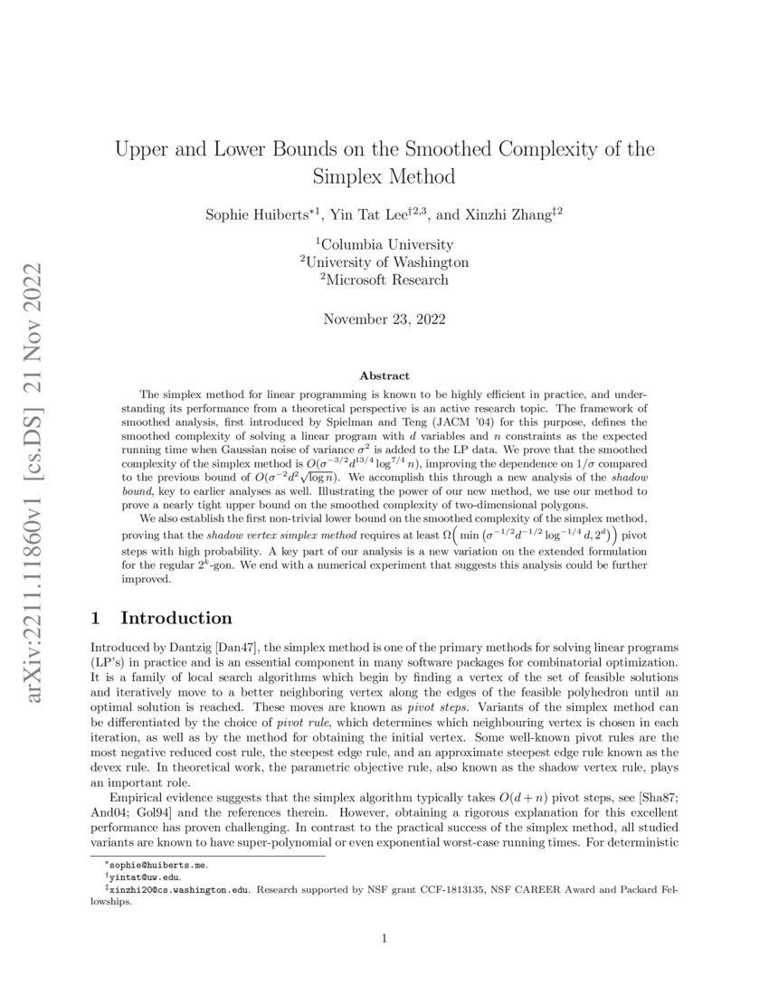 Upper And Lower Bounds On The Smoothed Complexity Of The Simplex Method Deepai