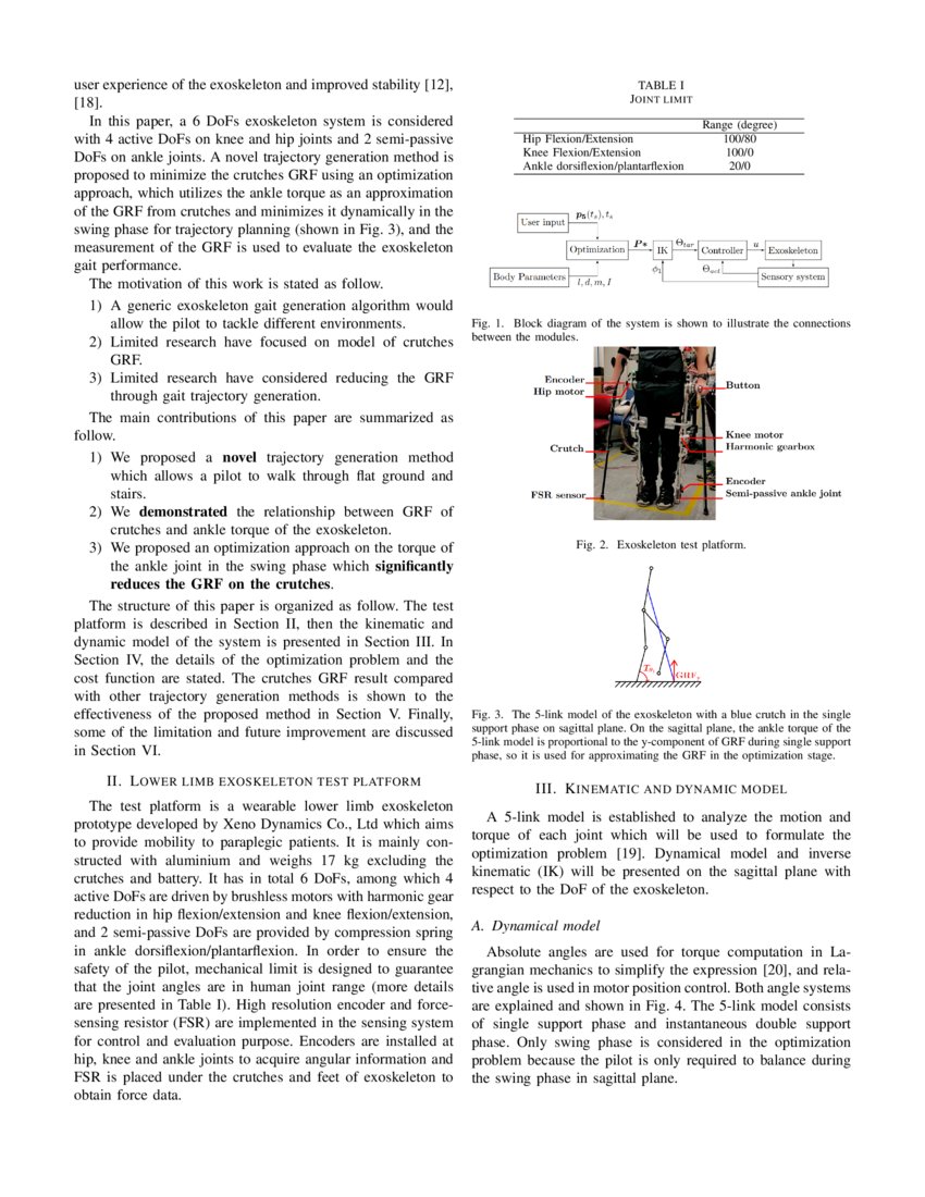 Upper Extremity Load Reduction for Lower LimbExoskeleton Trajectory ...