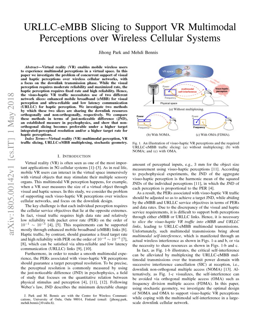 Urllc Embb Slicing To Support Vr Multimodal Perceptions Over Wireless Cellular Systems Deepai