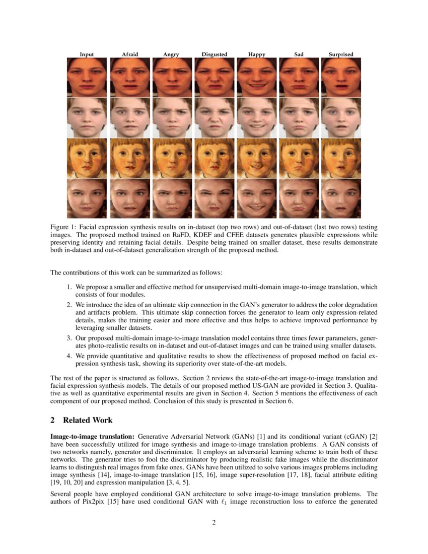 US-GAN: On the importance of Ultimate Skip Connection for Facial Expression Synthesis | DeepAI