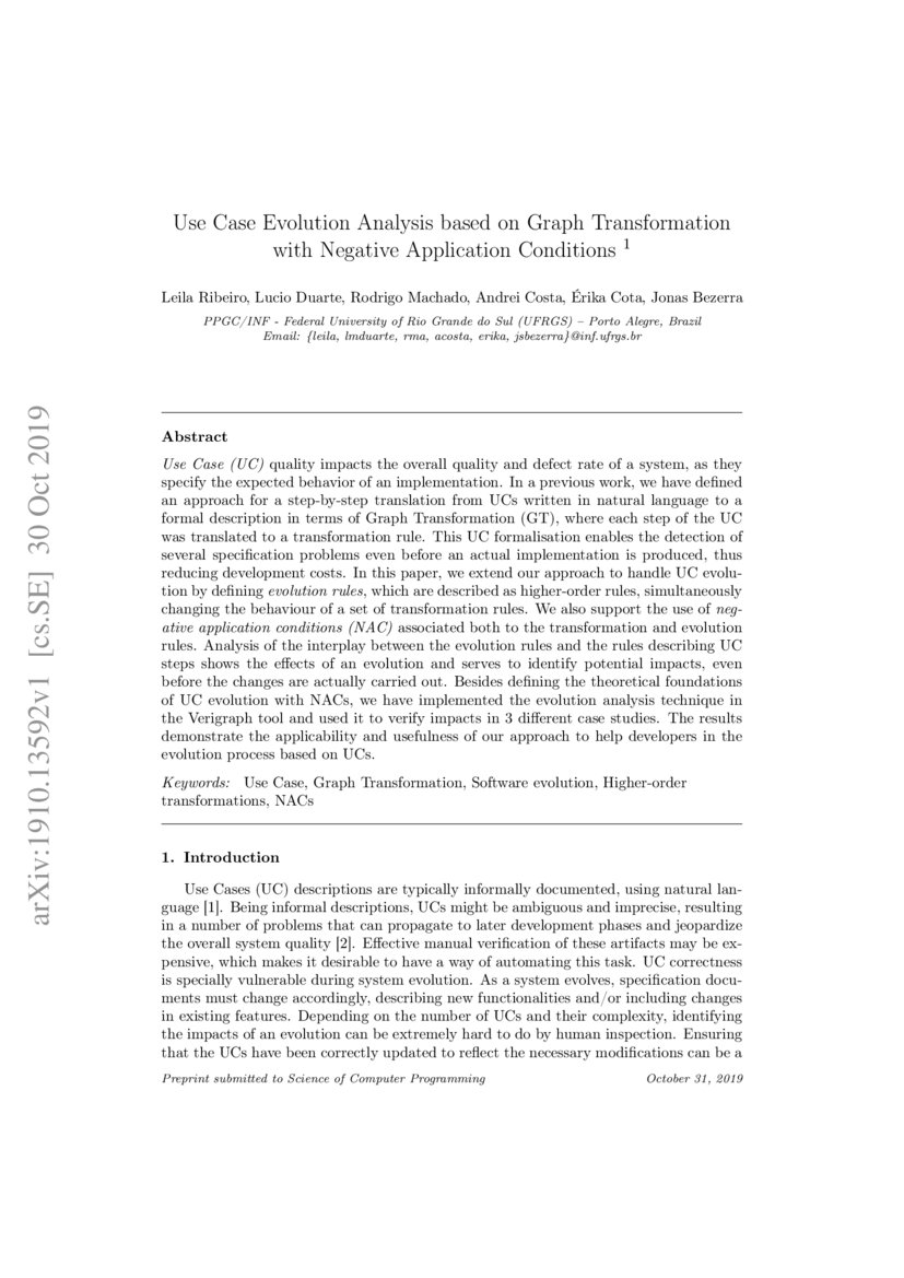 Use Case Evolution Analysis based on Graph Transformation with Negative Application Conditions ...