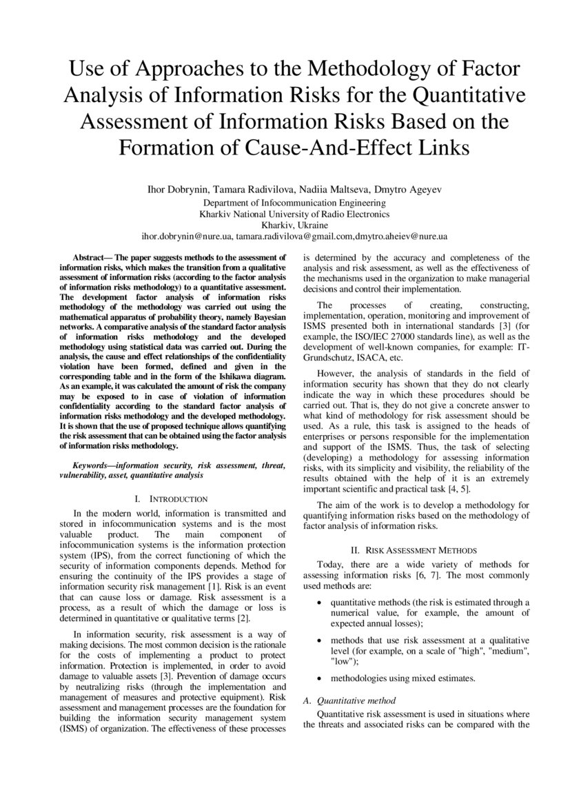 Use of Approaches to the Methodology of Factor Analysis of Information ...