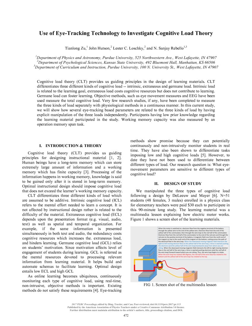 Use of Eye-Tracking Technology to Investigate Cognitive Load Theory | DeepAI