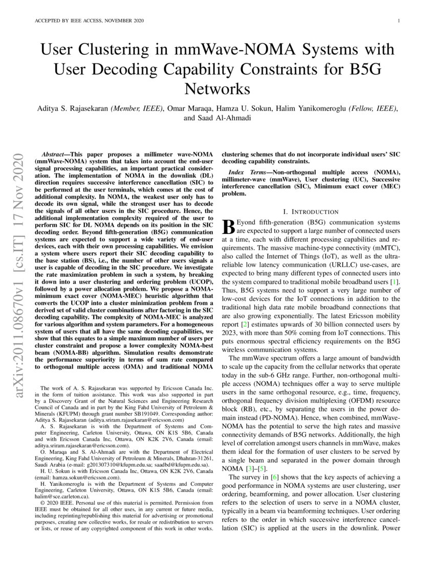 User Clustering In Mmwave Noma Systems With User Decoding Capability Constraints For B5g