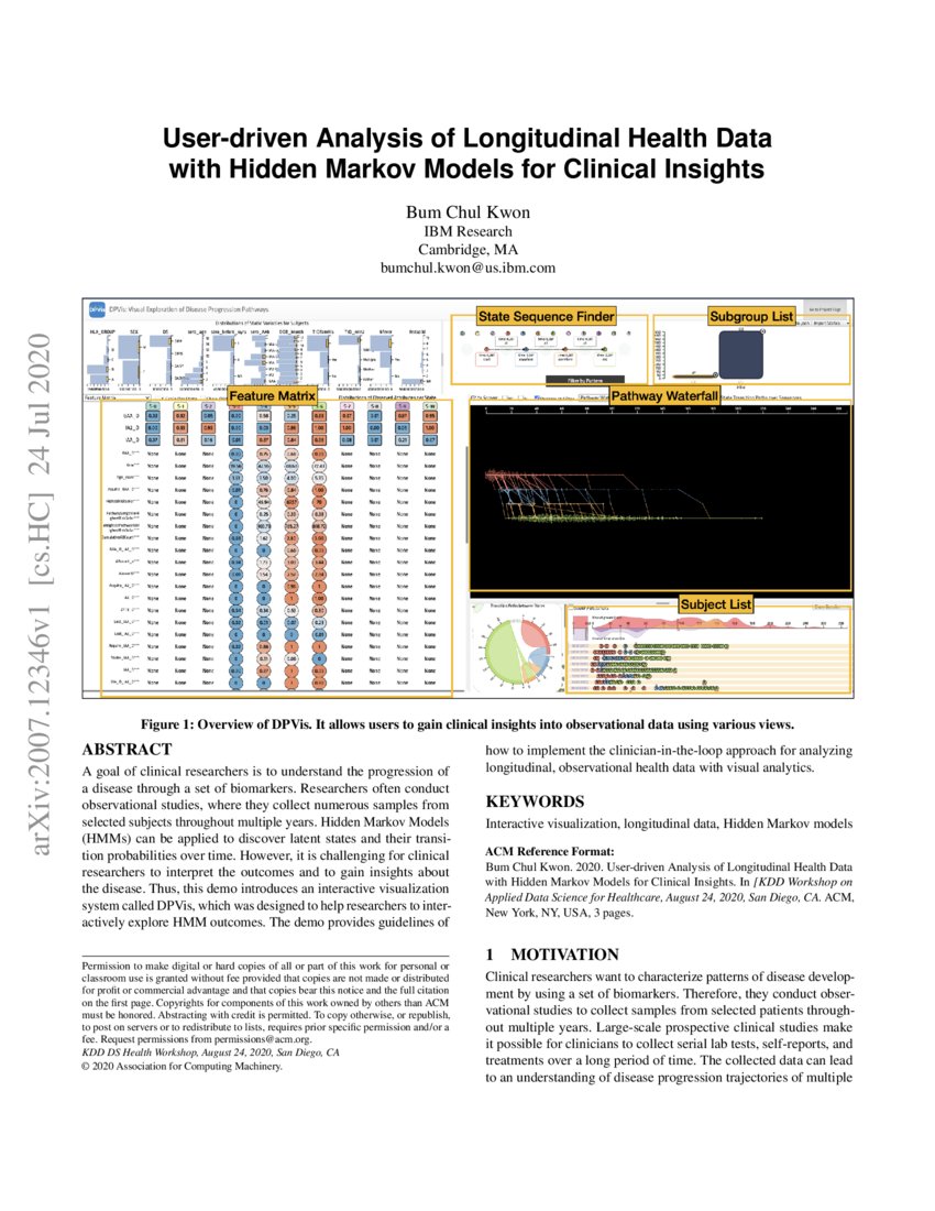 User-driven Analysis of Longitudinal Health Data with Hidden Markov Models for Clinical Insights ...