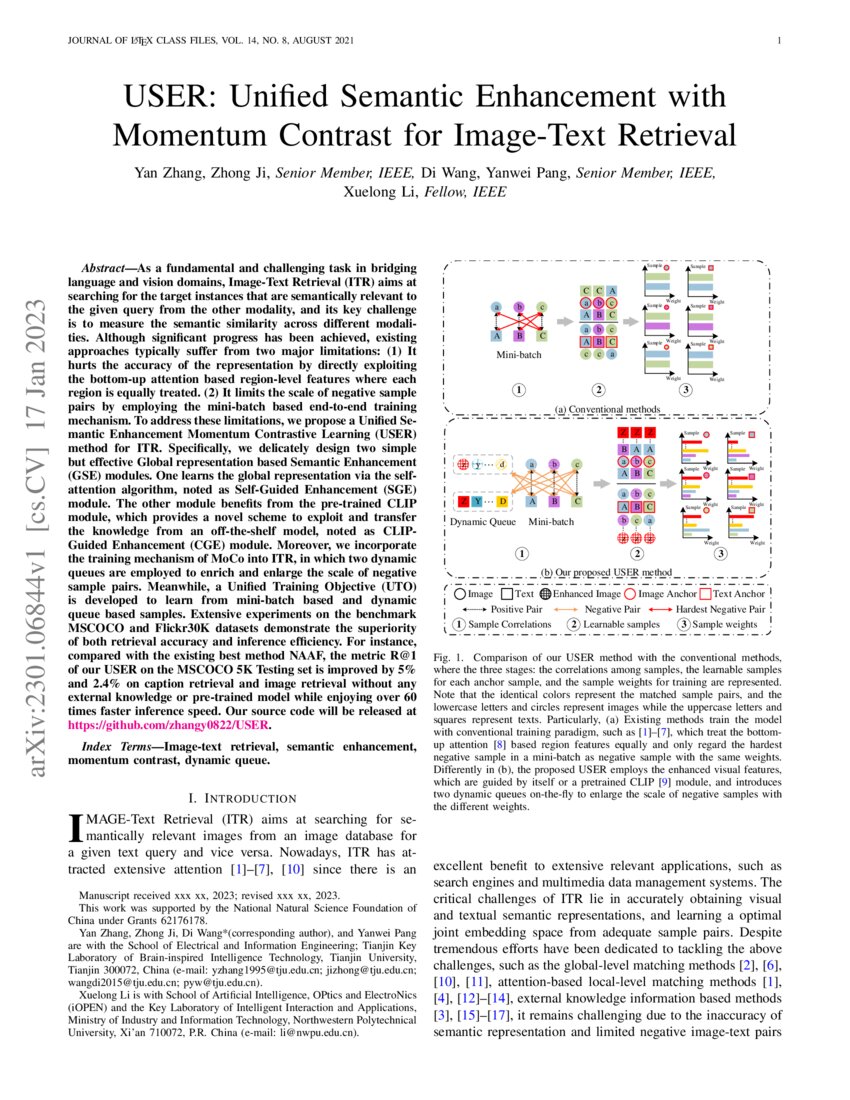 User Unified Semantic Enhancement With Momentum Contrast For Image Text Retrieval Deepai